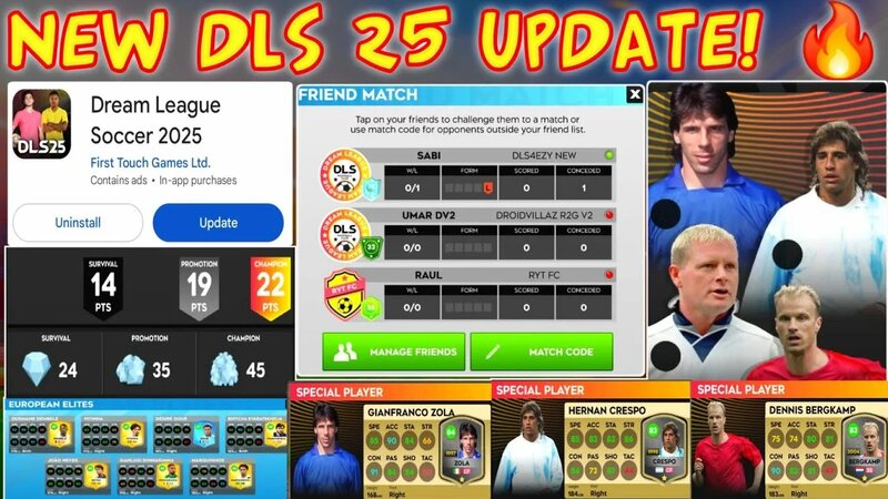 Dls 25 new update | amazing features + special players! & friend match ...