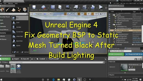 UE4 - Fix Geometry BSP to Static Mesh Turned Black After Build Lighting - EroFound