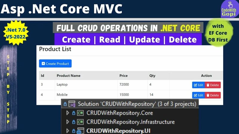 Full CRUD Operations in ASP.NET Core MVC with Entity Framework Core ...