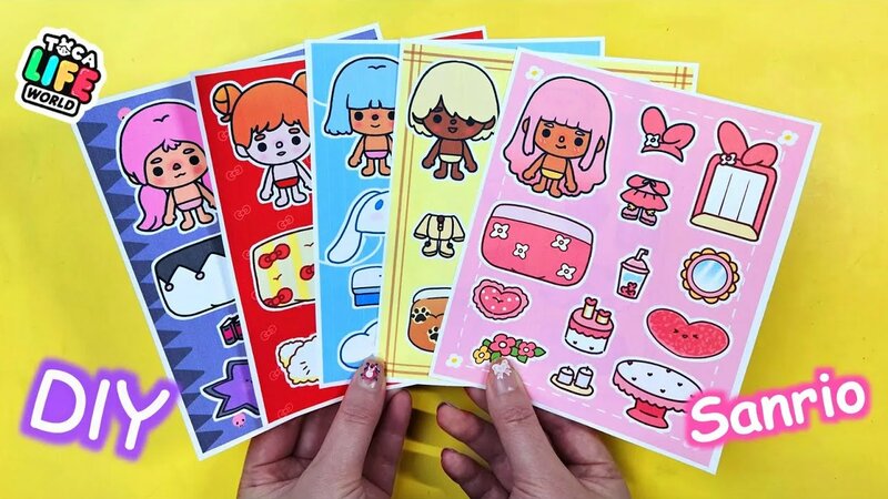 Paper Diy Decorate with Toca Boca Sanrio Sticker Book #unboxing #asmr ...