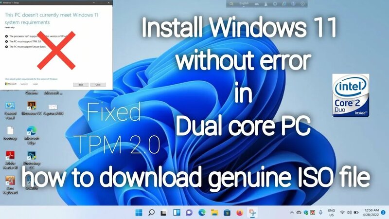 How To Install Windows 11 Without Losing Data or Error dual core/i3/i5 ...