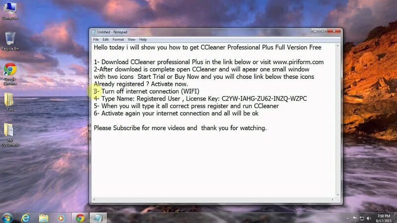 CCleaner Professional Plus Registration Name And License Key