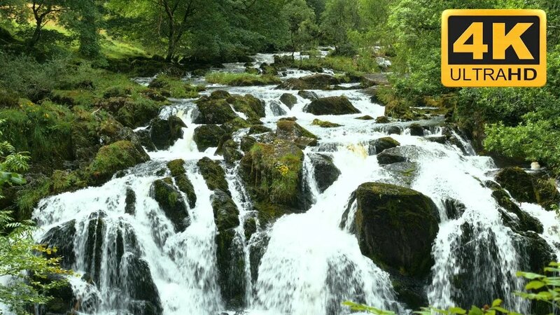 TV Wallpaper Waterfall Video in Wales, UK (4K resolution)