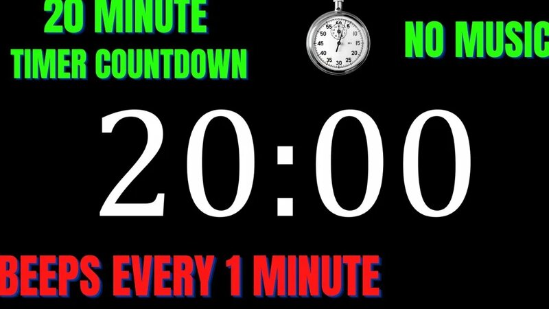 20 Minute Workout Countdown Timer with 1 Minute Interval Beeps | NO ...