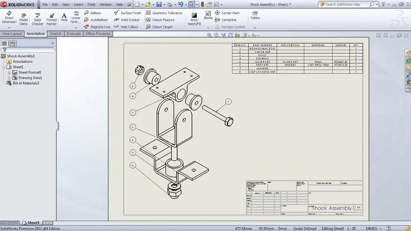 SolidWorks Exploded View Drawing Tutorial | SolidWorks Bill of ...