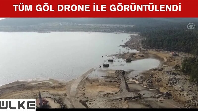 Bolu'daki Seben Gölü'nün suları çekilince eski yapılar ortaya çıktı ...