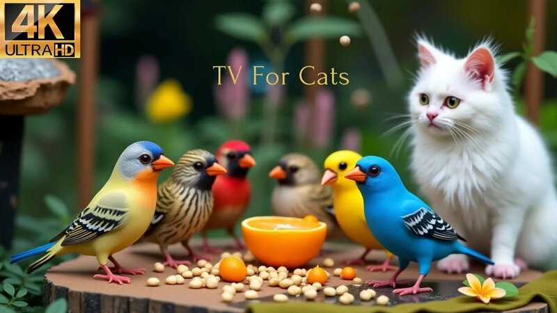Ultimate Cat TV for Cats Birds & Squirrels Gather Around Ripe Berries ...