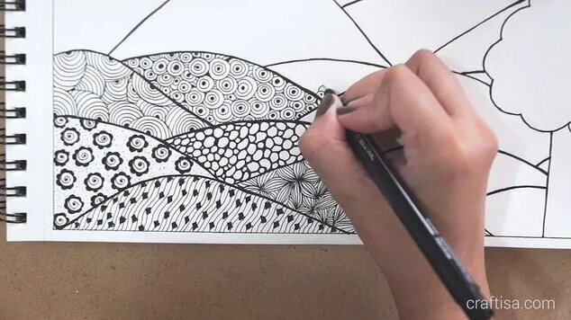 Easy Doodle/Zentangle landscape/scenery drawing for beginners ...