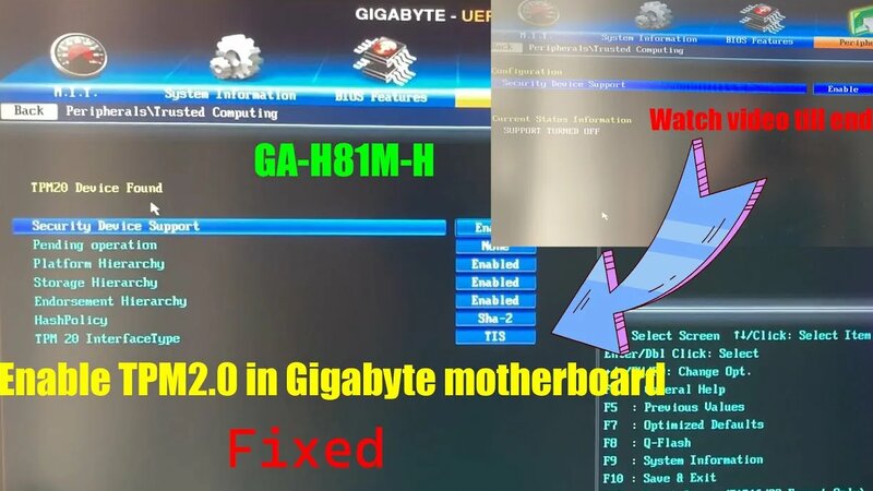 Enable TPM 2.0 in Gigabyte motherboard Fixed | GA-H81M-H | GC-TPM2.0 ...