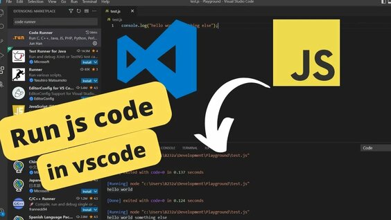 How to run javascript code in vscode [ Code Runner Extention ] - EroFound