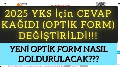 Dikkat ‼ 2025 YKS Cevap Kağitlari (Optik Formlar) Değişti! Yeni Optik ...