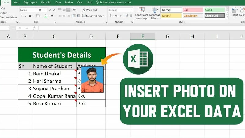 Insert Photo on Your Excel Data Entry || Photo insert Excel Data Entry ...