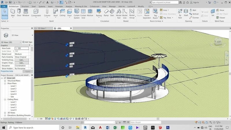 Circular Ramp with lake view in Revit : Revit Advanced modeling ...
