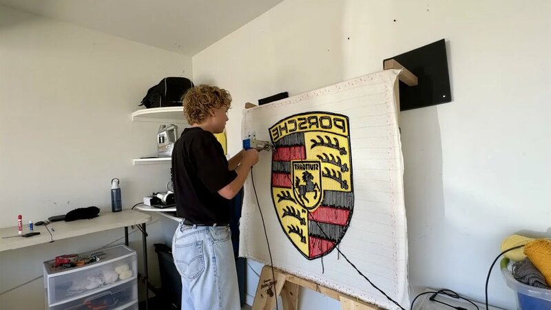 Porsche Logo Custom Rug Tufting | Start to Finish