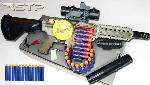 M416 Gatling Machine Gun Blaster || Electric Burst Soft Foam Bullet ...