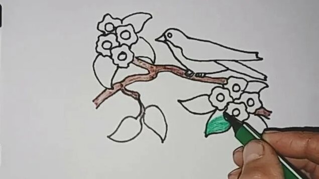 rasm chizish bahor rasmini chizish как нарисовать весна#rasm# chizish# ...