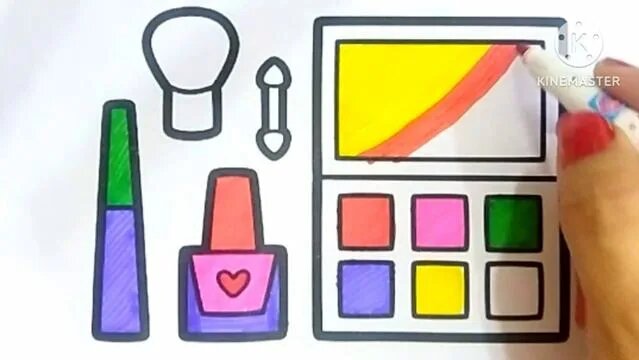 Makeup set drawing, coloring & painting for kids and toddlers | How to ...