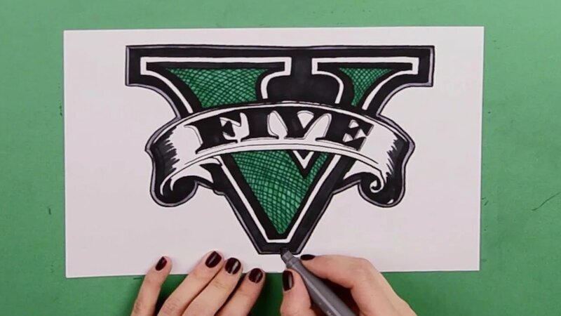 How to draw GTA 5 • Grand Theft Auto logo