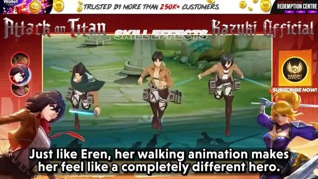 All 3 upcoming mlbb x attack on titans skins | mikasa | levi | eren ...