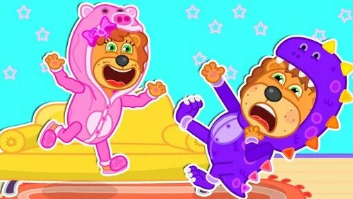 Four Little Babies Song. Jumping On The Bed | Lion Family | Cartoon for ...