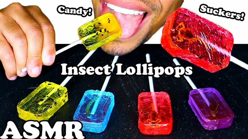 Asmr insect lollipop sucker *candy* scorpion, ants, cricket, & WORM ...