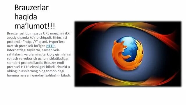 veb brauzerlar haqida ma'lumot - Смотреть онлайн в поиске Яндекса по Видео