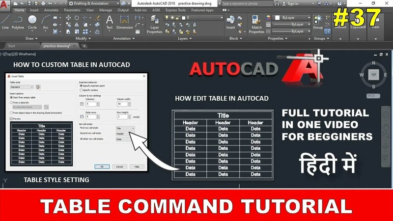 AutoCAD Table Command Tutorial || Table Style Settings, Table Edit ...
