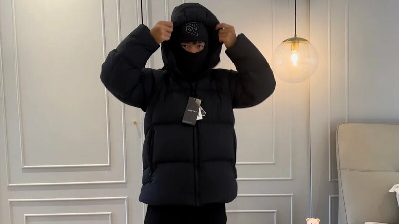 Palace Pertex Matte Balaclava Puffa Puffer Jacket Black & Vesuvio Knit ...