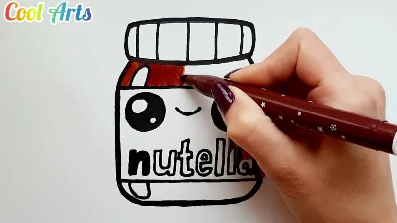 HOW TO DRAW A CUTE Nutella Easy drawing Как нарисовать Милую Нутеллу ...