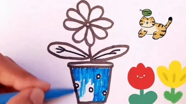 Bolalar uchun gul idish rasm chizish. Сурет салу гүл құмыра Drawing a ...