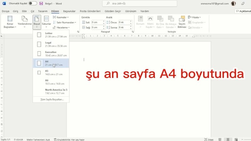 WORD A4- A3 Sayfa Boyutu Ayarlama- tez yazım kuralları (word page size setting) - Yandex Video ...