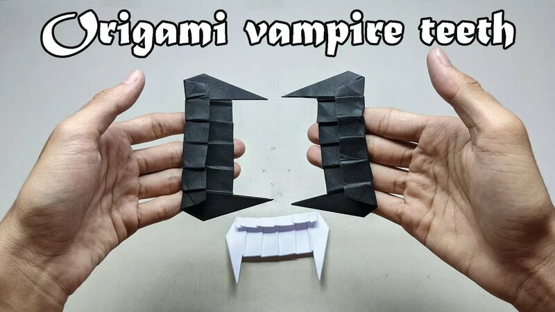 How to make paper vampire teeth - origami vampire teeth - Halloween ...