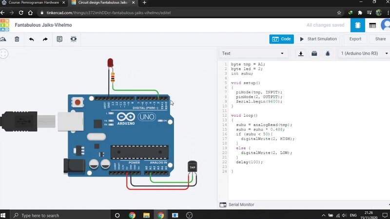 Temperature Sensor (Tmp36) Arduino Uno - Tinkercad.com - Смотреть ...