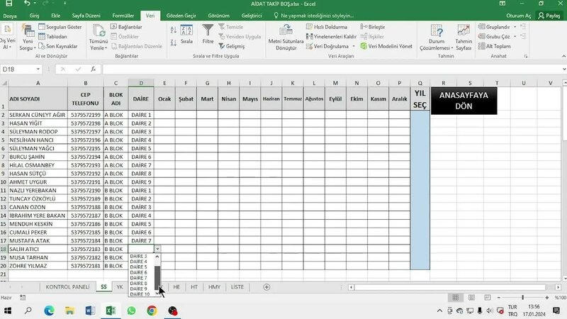 Siteler için kullanabileceğimiz excel aidat takip uygulaması bölüm 1 ...