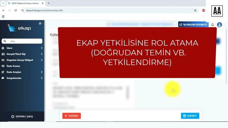Ekap 5 ; kullanıcı rol tanımlama (doğrudan temin modülü giriş) 2025 ...