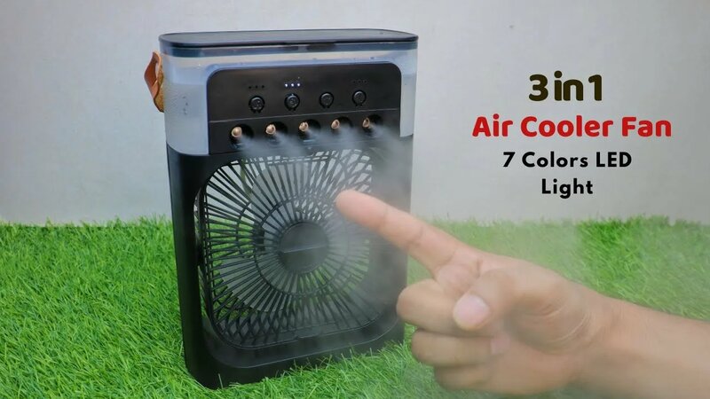 Portable Air Cooler Fan With Humidifier Water Spray Fan Unboxing & Test ...