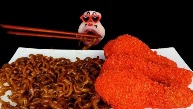 ASMR Mukbang Cheetos Chicken, Cheese ball & Black bean Noodles Eating ...
