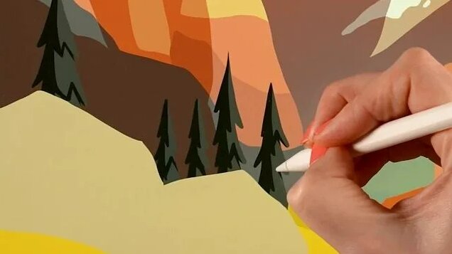 Procreate Easy Mountain Landscape Drawing - Step by Step Procreate ...