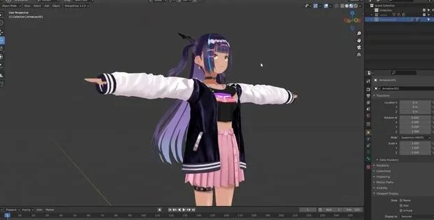 Import VRoid Studio Models to Blender Texture paint + Pose Anime Manga ...