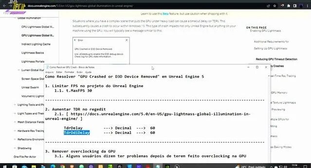 GPU Crashed or D3D Device Removed no Unreal Engine 5 Como Resolver ...