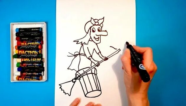 Как нарисовать БАБУ ЯГУ. Рисуем с детьми. How to draw BABA YAGA ...