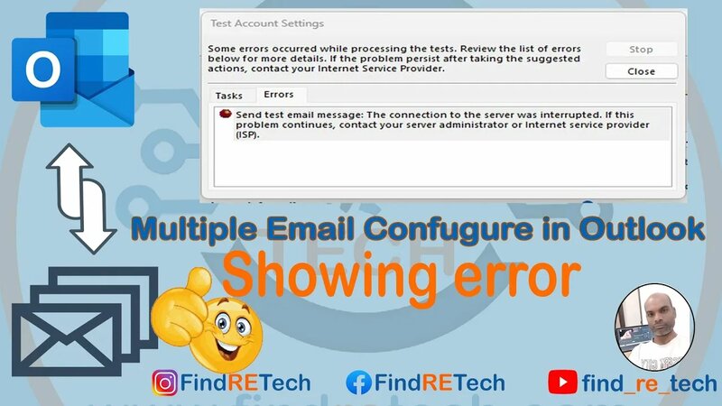 Send Test email message: The Connection to the server was interrupted ...