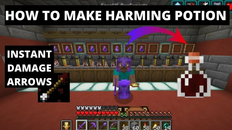 How to make harming 2 potion in minecraft | instant damage 2 arrow ...