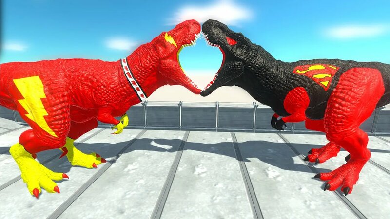 Shazam T-REX vs Superman T-REX Death RUN - Animal Revolt Battle ...