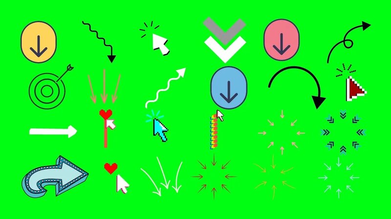 Arrow Overlay PACK 4 Animation Effects Green Screen