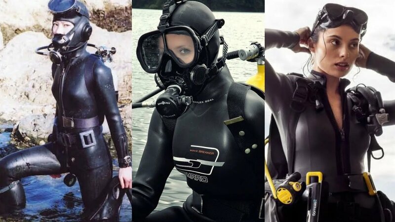 Latex full face gas masks// frogs women in latex dresses// scuba divers ...