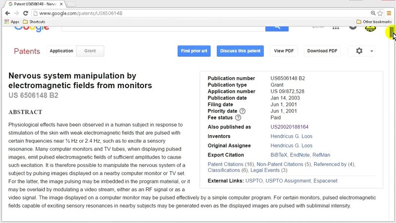 Mind Control and Manipulation Patent (US-6506148-B2) / Nervous system ...