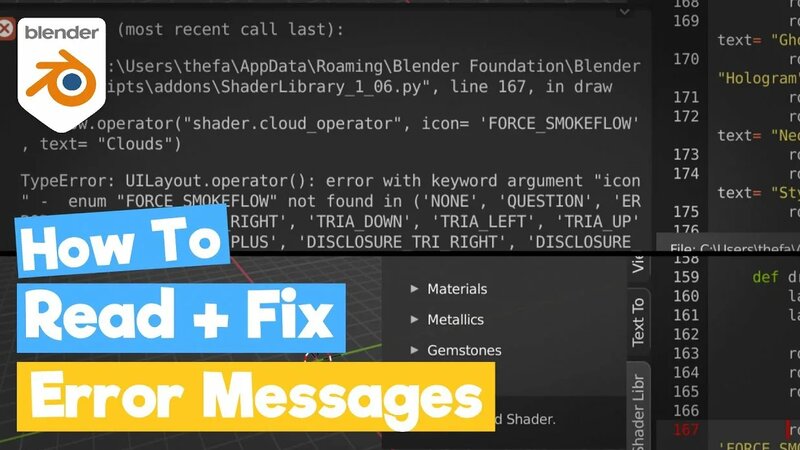 Blender Python Tutorial : Read an Error Message and how to Fix it ...