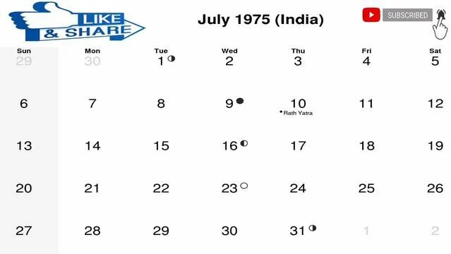 1975 Calendar || 1975 ka calendar from January to December Months ...