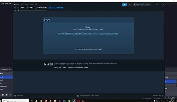 Steam: You've made too many requests recently. Please wait and try your ...